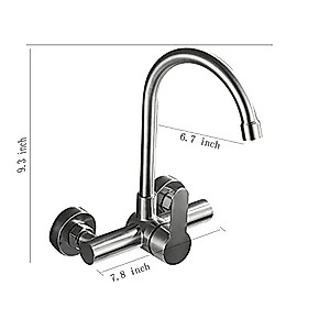 Kitchen Sink Faucet Brushed Nickel Wall Mount 360° Swivel Single Handle Restaurant Utility Sink Faucet in Wall Faucet Kitchen Bar Laundry Faucet Commercial