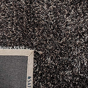 SAFAVIEH New Orleans Shag Collection 4' x 6' Platinum / Ivory SG531 Handmade 1.6-inch Thick Area Rug