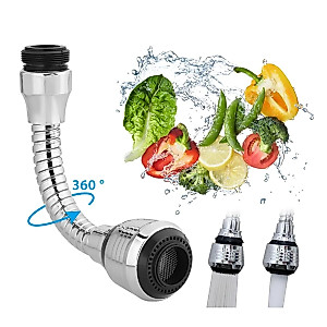 Silver Faucet Sprayer Extension, Faucet Extension Tube, 360 Degree Rotation Faucet Extender, Sink Tap Extension Tube, Water Saving for Sink Tap Kitchen Bathroom Accessories，Faucet Parts