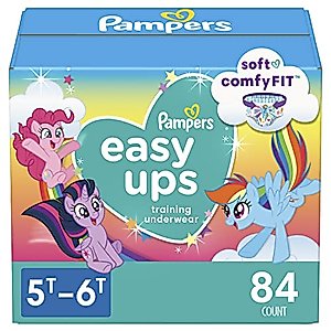 Pampers Easy Ups Training Underwear Girls, 5T-6T Size 7 Diapers, 84 Count (Packaging & Prints May Vary)