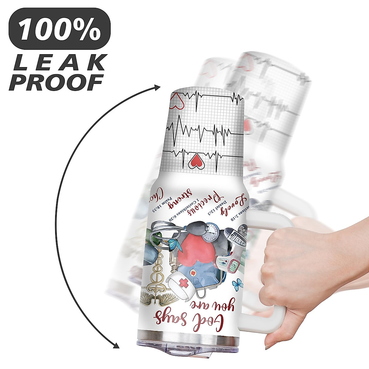 qoepfnsh Nurse Tumbler 40 oz Tumbler with Handle Christian Nurse Travel Coffee Mug Nurse Cup Stainless Steel Insulated 40oz Tumblers with Lid and Straw Nurse Gifts for Women