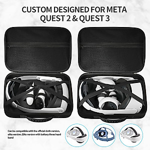 SARLAR Fashion Travel Protective Case for Oculus Meta Quest 3S/Quest 3/Quest 2/Vision Pro VR Gaming Headset and Touch Controllers Accessories Carrying Bag,Include Lens Protection Cover