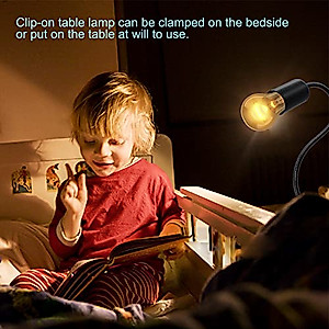 2PCS Clip Desk Lamp Holder, 9mm Flexible Aluminum Wire Neck Clip on Light, Adjustable Gooseneck E26/E27 Lamp Socket Clamp Desk Lamps, Clamp Reading Light Bulb for Reptiles Plant Grow Aquarium Light