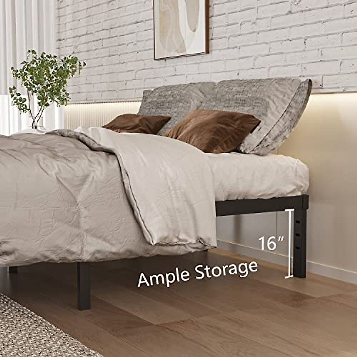 Oliway Full Bed Frame, 18 Inch Tall Metal Platform Bed Frame, Heavy Duty 3500lbs Steel Slat Support, Easy Assembly, Noise Free, No Box Spring Needed, Mattress Foundation, Underbed Storage Space