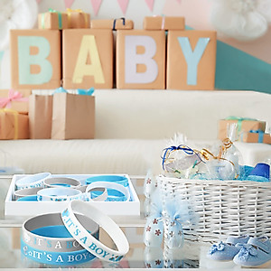 Zomiboo 36 Pieces Baby Shower Rubber Bracelets, It's a Boy It's a Girl Wristbands Elephant Baby Shower Decorations for Boy Girl Baby Shower Party Favor Gender Reveal Party Supplies (Boy Style)