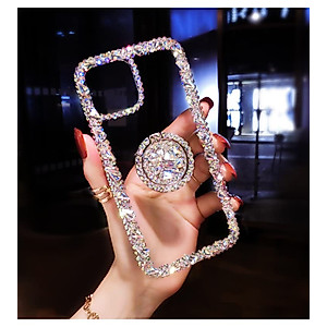 redecarie for Galaxy Note 10 Plus Case,Luxury Bling Glitter Diamond Ring Holder Kickstand Sparkle Crystal Rhinestone Women Girls Kids Clear Protective Phone Cover for Samsung Galaxy Note 10 Plus