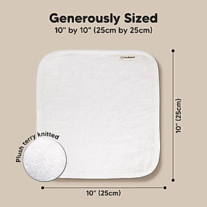 6-Pack Baby Washcloths - Soft Viscose from Bamboo Washcloth, Baby Wash Cloths for Newborn, Kids, Bath Baby Towels, Face Towel, Face Cloths for Washing Face (White)