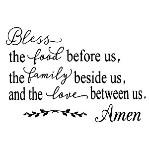 Summerjokes Bless The Food Before us, The Family Beside us, and The Love Between us Funny Inspiring Wall Sticker Decal Vinyl Sticker, Faith Family Living Room Kitchen Bedroom Photo Wall Art Wall Decoration