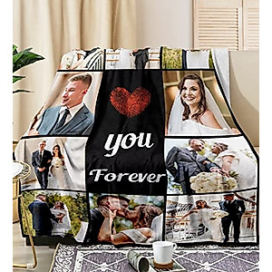 Zookao Custom Blankets with Photos and Text, Personalized Picture Blankets and Throws Memorial Blanket for Adults Couple Pets, Personalized Gifts for Birthday Anniversary Valentine's Day - 40"x50"