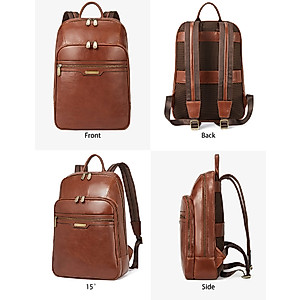 BOSTANTEN Genuine Leather Travel Weekender Overnight Duffel Bag＆ Mens Leather Backpack 15.6 inch Computer Backpack