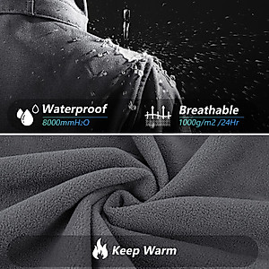 33,000ft Women's Waterproof Softshell Long Rain Jacket with Hood Fleece Lined Windproof Windbreaker