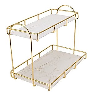 2 Tier Cosmetic Storage Shelf Large Capacity Cupboard Cabinet Organizer Storage Shelf Rack for Bathroom Kitchen Bedroom