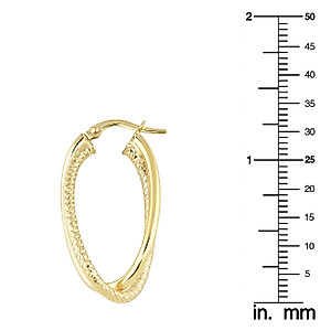 Kooljewelry 10k Yellow Gold High Polish and Diamond-cut Overlapping Oval Hoop Earrings