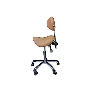 Spa Luxe Rolling Stool with Back Support for Beauty, Exam, Office and Home (Clay)