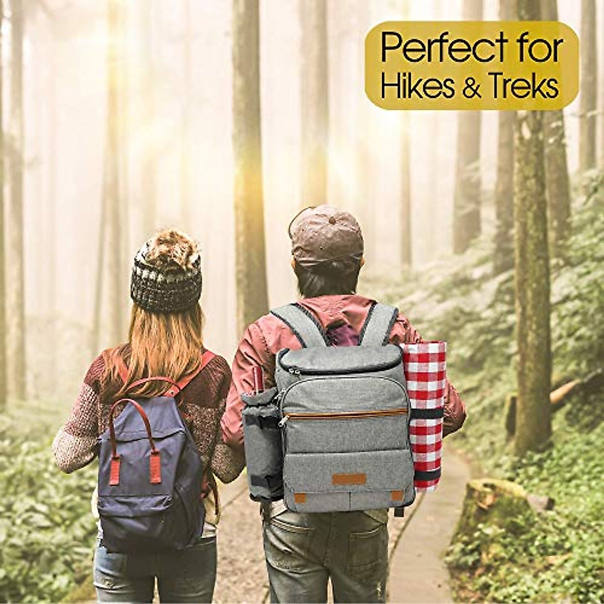 Nature Gear Picnic Backpack for 4 - Picnic Kit - 4 Person Insulated Picnic Set and Wine Backpack with Picnic Plates, Utensils, Cutlery, Waterproof Blanket, Cooler, and More - XL Classic Red