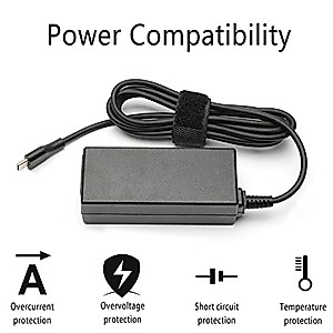 65W 45W USB C Laptop Power Replacement Adapter Charger for Lenovo Chromebook/Yoga/ThinkPad L580 L590 E580 E585 P43s P53s with Power Cord