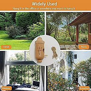 2023 Bird houses- Natural Wooden for Outside Hanging, hummingbird Swinging Nest for Garden Window Outdoor Home, 3 Packs