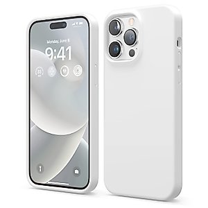 elago Compatible with iPhone 14 Pro Max Case, Liquid Silicone Case, Full Body Protective Cover, Shockproof, Slim Phone Case, Anti-Scratch Soft Microfiber Lining, 6.7 inch (White)