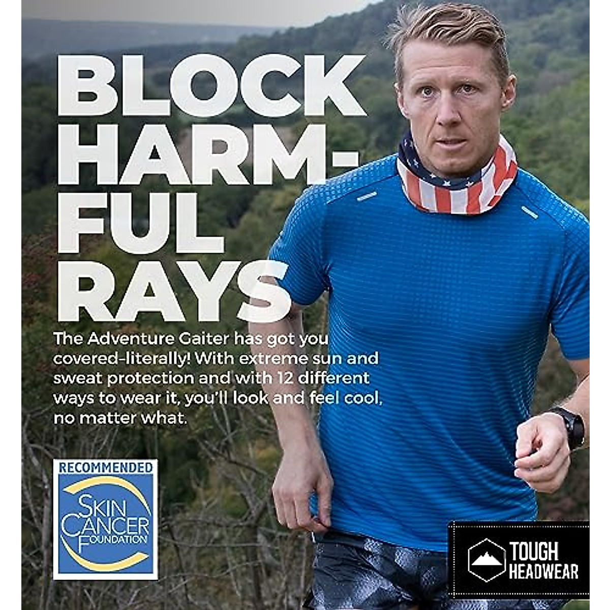 Tough Headband Neck Gaiter Mask for Men & Women - Neck Gaiter Face Mask & Dust Protection w/UV for Fishing, Running & Hiking