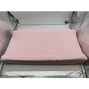 Muslin Changing Pad Cover, 2 Pack Changing Pad Covers, Baby Changing Table Pad Cover Cradle Sheet Soft and Breathable(Pink+Grey) (Pad Cover01)