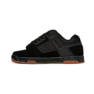 DC Men's Stag Low Top Skate Shoe, Black/Gum, 11 D US