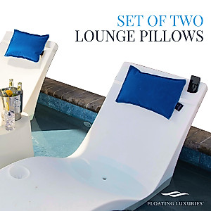 Floating Luxuries Kai Shelf Lounger Resort Pillow, Resort-Like Comfort, Pool Accessories, Adjustable Velcro Strap, Set of Two, Pacific Blue