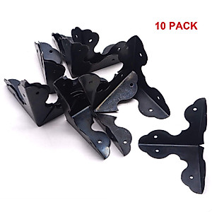Metal Box Corner Protector Karcy Corner Protectors Corner Decoration Triangle 33mm/1.3" with Nails Black Set of 10