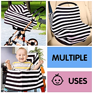 Baby Car Seat Cover - Multi Use Nursing Cover Pattern - Ideal Grocery Cart Cover and Highchair - Nursing Breastfeeding - Resistant - Perfect Baby Gift