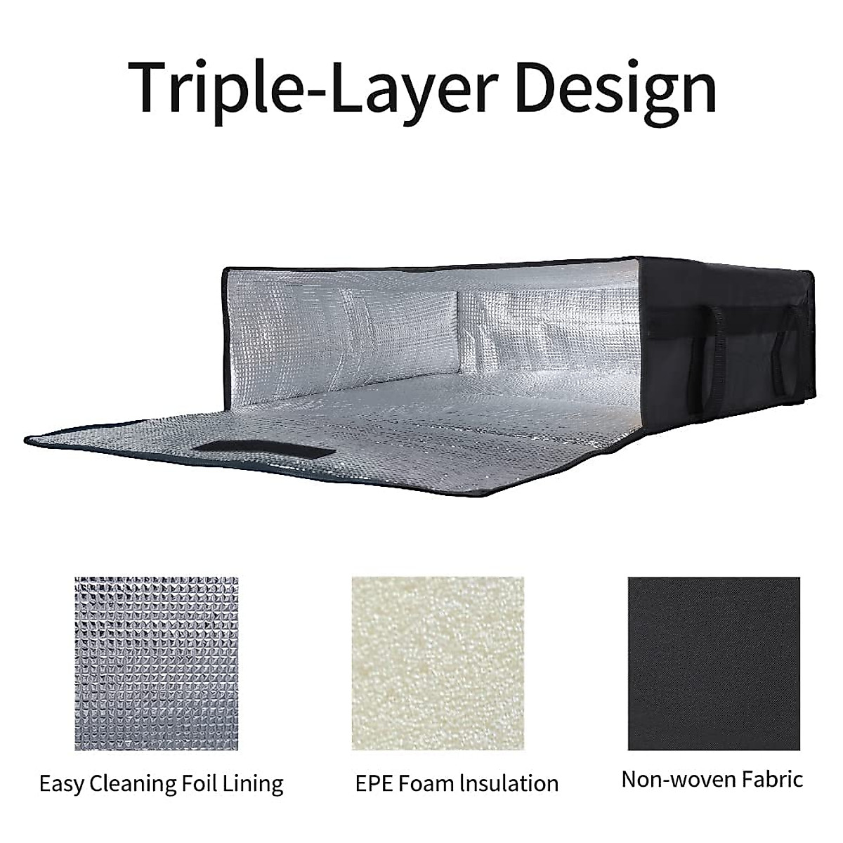 Bodaon 1-Pack Insulated Reusable Grocery Shopping Bag, XX-Large Frozen Food Cold, Cooler Bags with Zippered Top, Gray