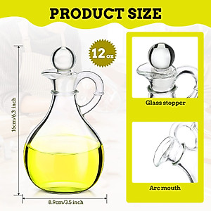 Zopeal 12 Pieces 12 oz Glass Oil and Vinegar Cruets with Stopper Bottle Dispenser Small Salad Dressing Container Round Jar Glass Serving Syrup Bottles with Handle for Sauce Water Olive Oil