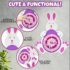 Easter Basket Stuffers, Easter Bunny Dart Board with 4 Sticky Balls, Easter Egg Dart Board, Easter Theme Party Favor, Easter Eggs Filled, Easter Gifts for Boys Girls - Outdoor Indoor Kids Toys Games
