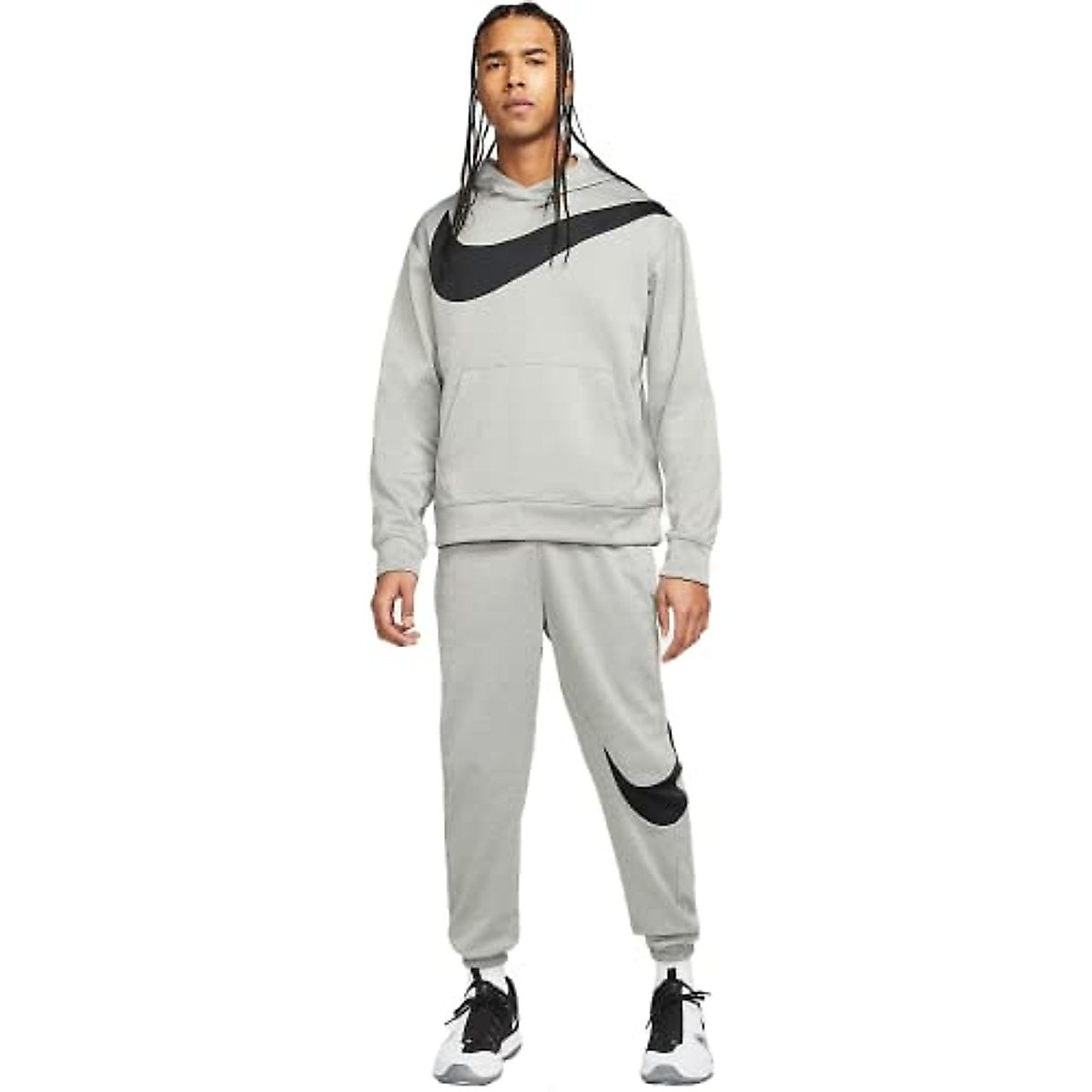 Nike "Therma" Men's Basketball Pullover Hoodie (DM0992-063) Dark Grey Heather/Black, Size: Large