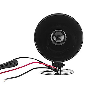 Motorcycle Alarm Horn, 12V 30W Car Motorcycle Alarm Warning Siren Horn 3 Sound Loud Speaker, Black