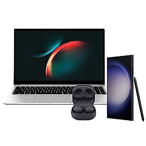 SAMSUNG 15.6" Galaxy Book3 Business Laptop Computer, Windows 11 PRO/Galaxy S23 Ultra Cell Phone Factory Unlocked Android, 256GB/ Galaxy Buds 2 Pro True Wireless Bluetooth Earbuds (Black)