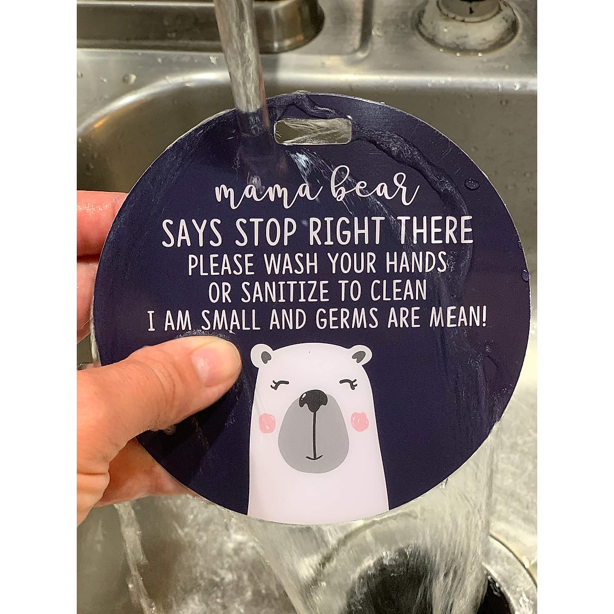 THREE LITTLE TOTS – Mama Bear Sanitize and No Touching Baby Car Seat Sign or Stroller Tag - CPSIA Safety Tested