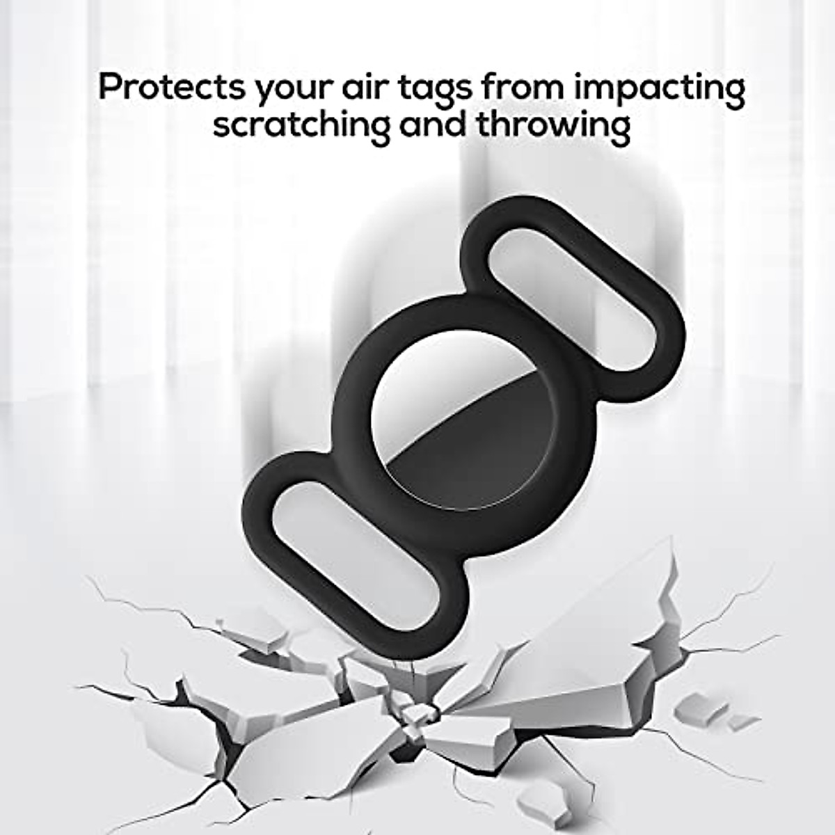 Air tag Dog Collar Holder(2 Pack), Protective Silicone Pet Collar Case for Apple Air tag 2021, Anti-Lost Air Tag Case Holder Compatible with Cat Dog Collars Charms & Pets Accessories - Black & White