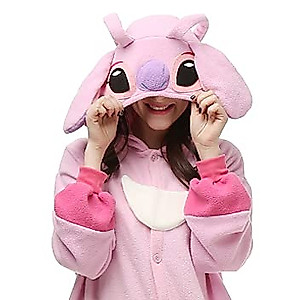 Superband Animal Cosplay Costume Adult Onesie Pajamas Cartoon Sleepwear Pink