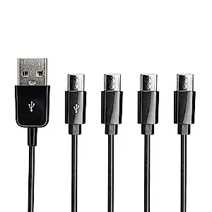 CERRXIAN USB Type C Splitter Charging Cable ,1ft 4 in 1 Multi Charging Cable, USB A to 4 x USB Type C Y Splitter Data Snyc Cord(0.3m-4 USB C, Black)