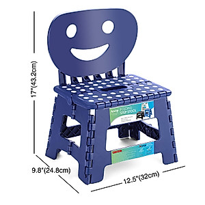 ACSTEP Folding Step Stool with Back Support for Kids,9" Kids Step Stool for Outdoor or Indoor Kitchen Step Stools and Bathroom Stool for Toddlers Boys Girls - Royal Blue