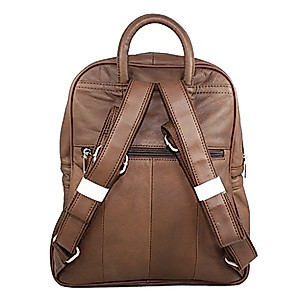 Genuine Leather Backpack Handbag Purse Sling Shoulder Bag Medium Size Brown
