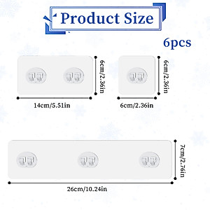 6 Pcs Shower Caddy Adhesive Replacement Shower Adhesive Hooks Waterproof Strong Adhesive Wall Hooks No Drilling Organizer for Bathroom Storage Shelves and Kitchen Racks