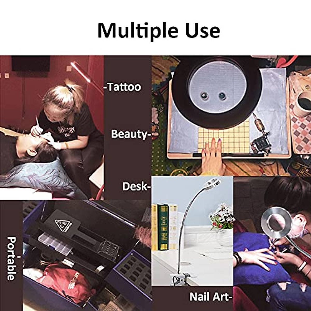 Clip On Light PARSMIC Desk Lamp Led Table Clamp for Microblading Permanent Makeup Tattoo Eye Protection USB Reading Light with Adjustable Arm 2 Light Modes Suitable for Skincare Beauty Salon Manicure