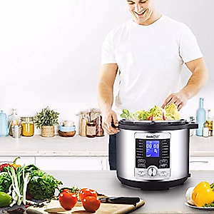 Geek Chef 6 Qt 17-in-1 Multi-Use Electric Pressure Cooker Stainless Steel Inner Pot Programmable LCD Display Digital Slow Cooker, Rice Cooker, Yogurt Maker, Egg Cooker, Sauté, Steamer, Warmer