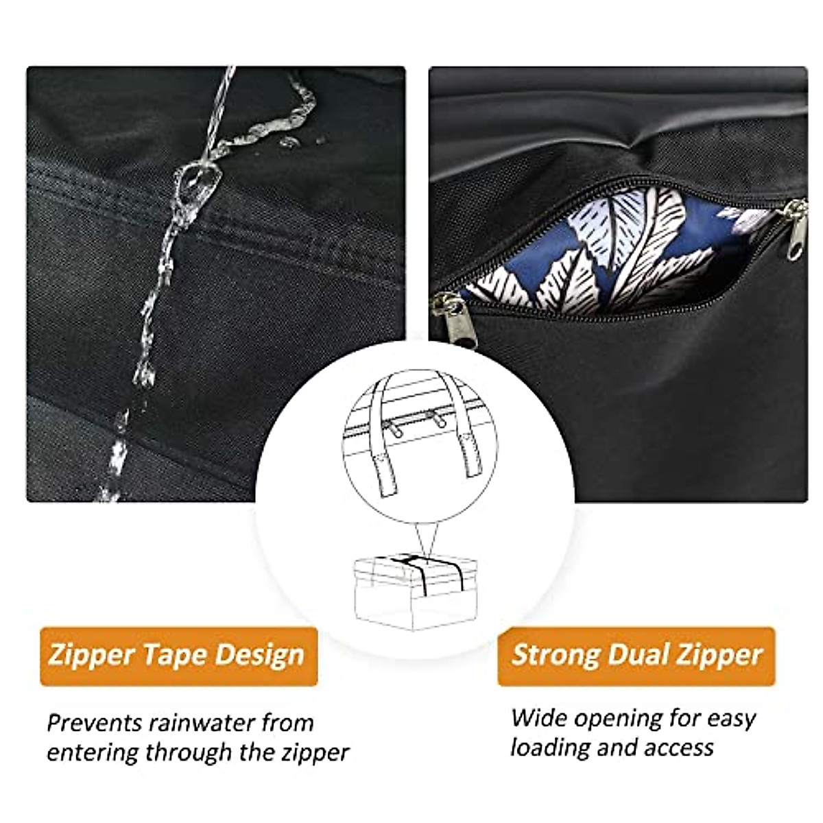 NettyPro Patio Cushion Storage Bags 32 x 32 x 24 inch Water-Resistant Small Outdoor Bag for Cushions Heavy Duty Patio Furniture Storage Bag, Black