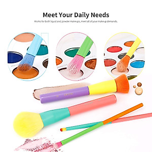 Docolor Colorful 15Piece Makeup Makeup Brush Set + 16Pcs Colorful Eyeshadow Brush Set Premium Kabuki Foundation Blending Face Powder Synthetic Makeup Brushes Set