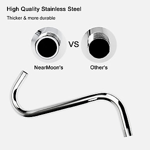 Nearmoon S Shaped Shower Head Riser Pipe, Shower Head Extender Arm with Flange, Standard 1/2" Connection- Bathroom Accessory, 12 Inch (1 Pack, Chrome)