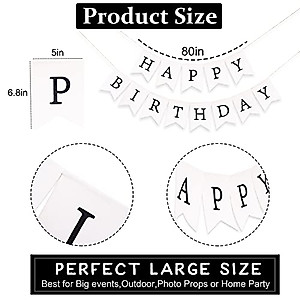 White Happy Birthday Banner - White Linen Banner , Birthday Party Banner Black , Best Birthday Gift , Black and White Birthday Banner , Birthday Party Drop Sign , Party Photo Backdrop