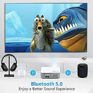 Full HD Native 1080P WiFi Bluetooth Projector, 16000LM 450" Display Support 4K Movie Projector, High Brightness for Home Theater and Business, Compatible with iOS/Android/TV Stick/PS4/HDMI/PPT