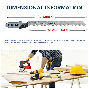 TAROSE 30-Piece T101AO 3-1/4 Inch 20 TPI Assorted T-Shank Scrolling Jig Saw Blades Set for Clean Cutting Wood