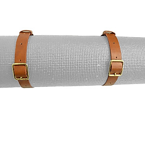 Open Road Goods Vegan Leather Yoga Mat Carrier Sling/Adjustable Blanket Strap/Faux Leather Bedroll Straps